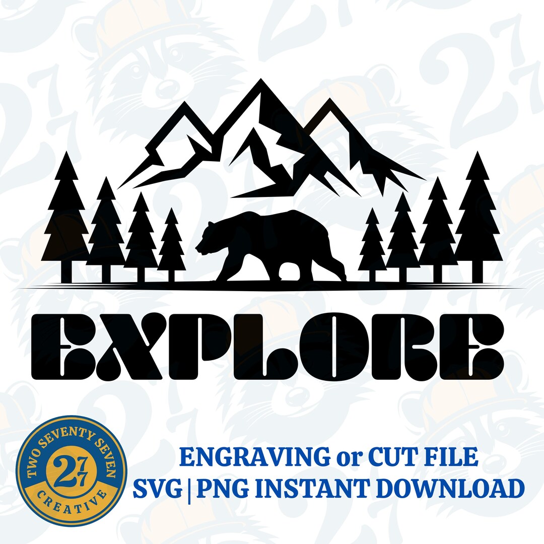 Explore Mountains and Bear Engraving SVG PNG Tumbler for Laser ...