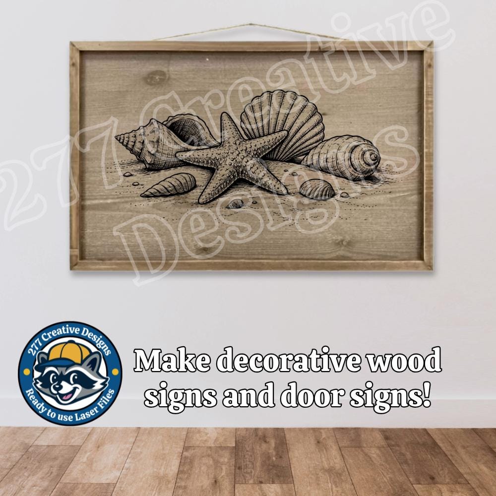 Seashells and Starfish Themed Diy Laser Engraving Design DIY Laser PNG ...