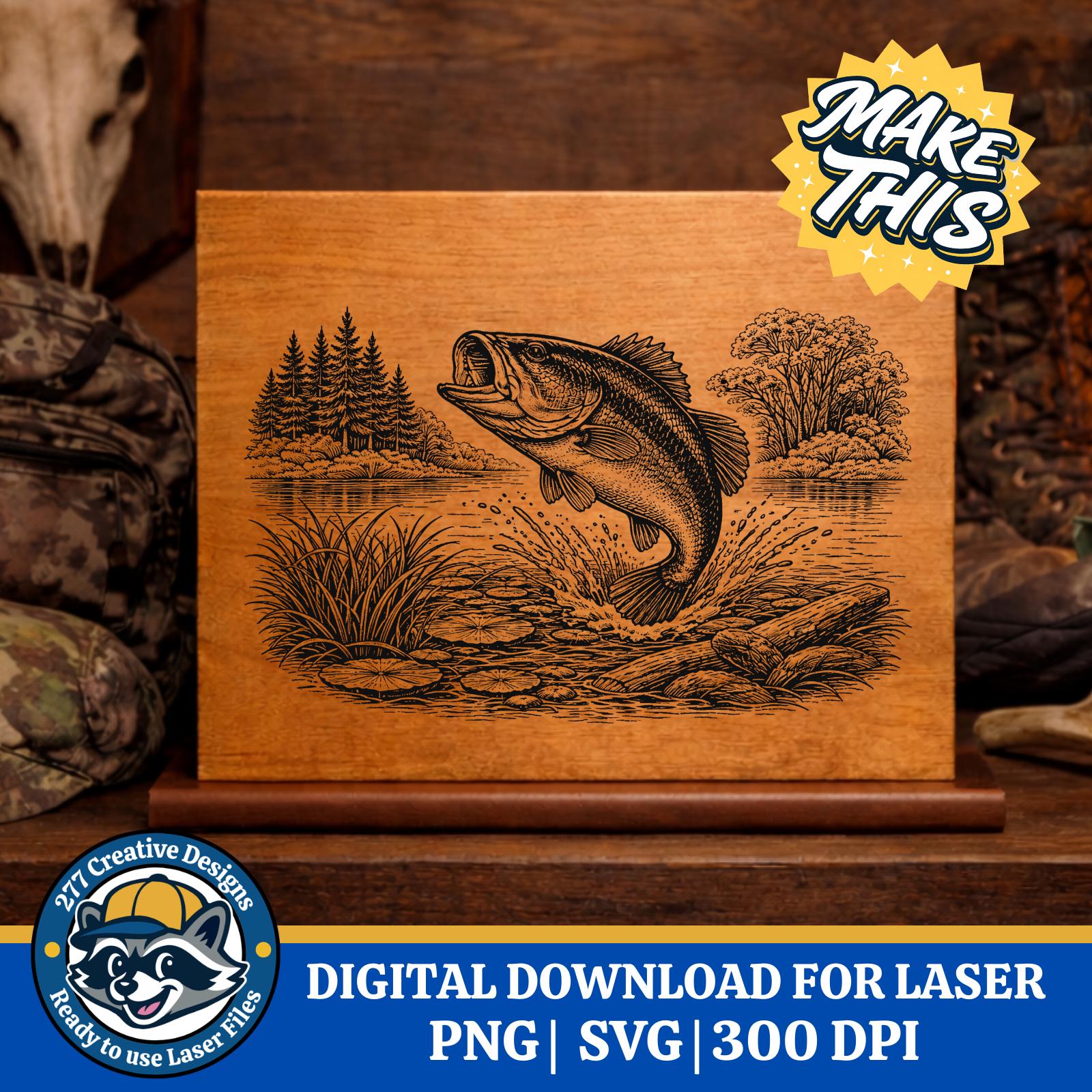 Wild Bass Fishing Themed Diy Laser Engraving Design DIY Laser PNG SVG ...
