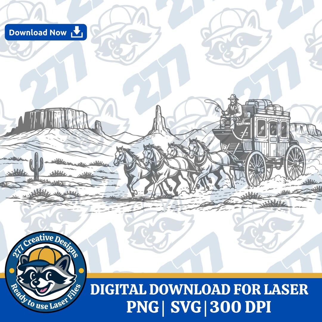 Desert Stagecoach Engraving File SVG PNG File for Laser Engraving ...
