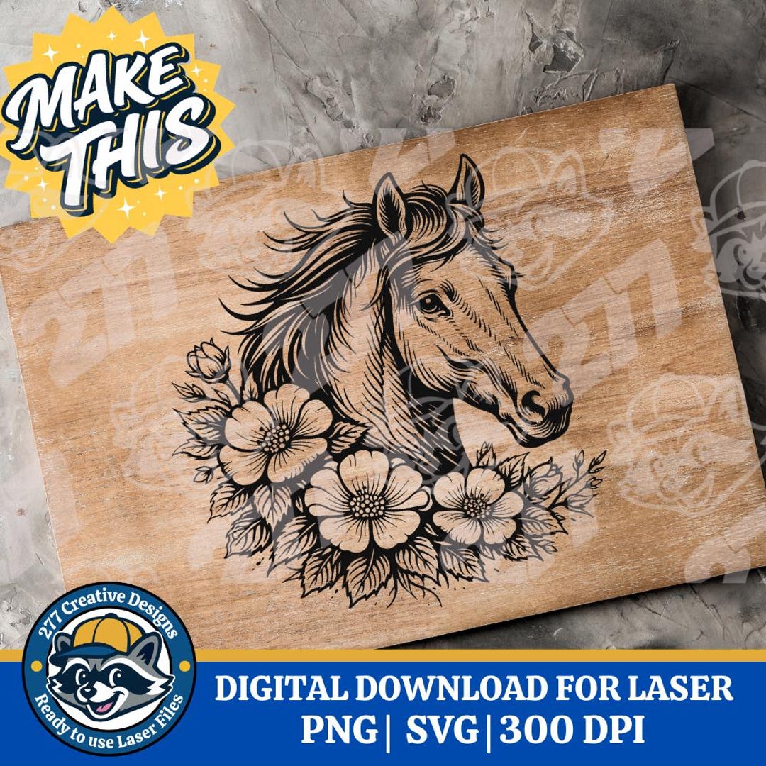 Floral Horse Svg and Png File for Laser Engravings and Sublimation ...