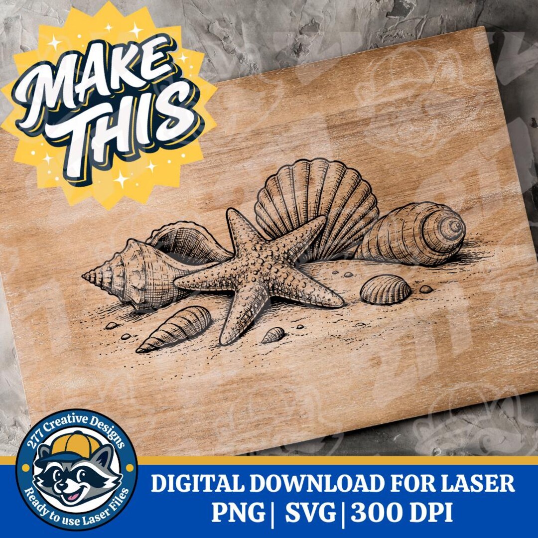 Seashells and Starfish Themed Diy Laser Engraving Design DIY Laser PNG ...