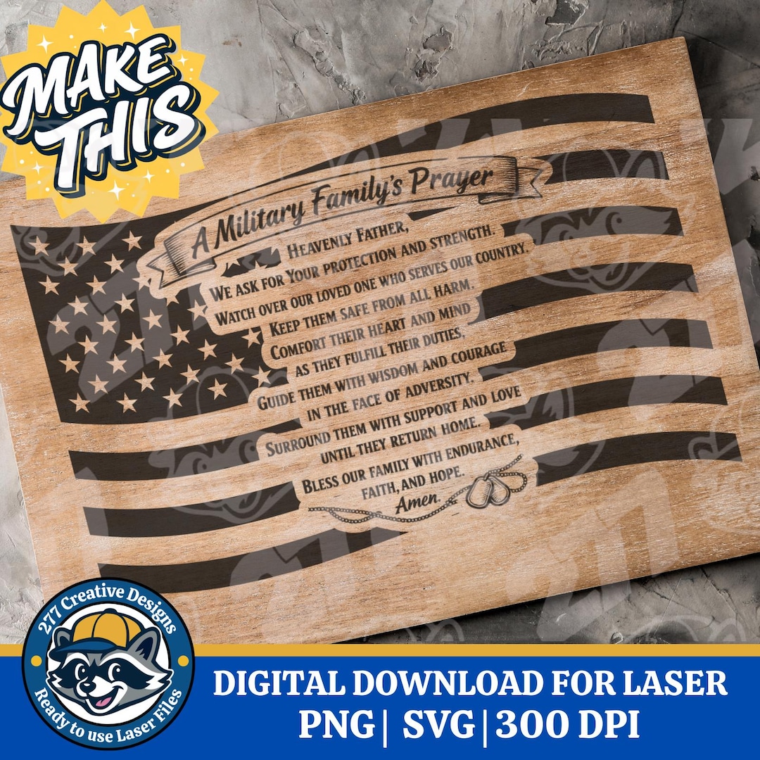 Military Prayer Plaque for Military Families SVG PNG Laser Cut File ...