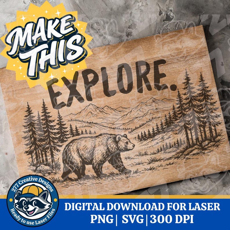 Explore Bear in a Forest Laser Engraving Design Cut File SVG PNG ...