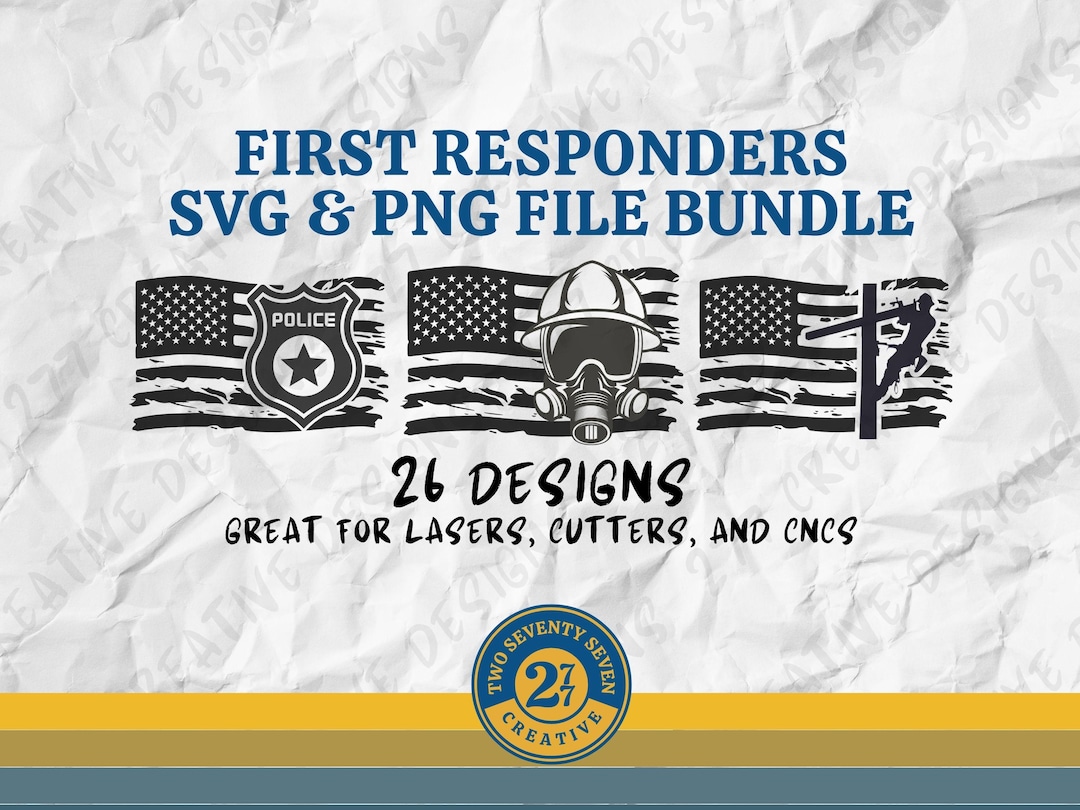 First Responder SVG Bundle: American Flag Design, Fire, Police, EMS ...