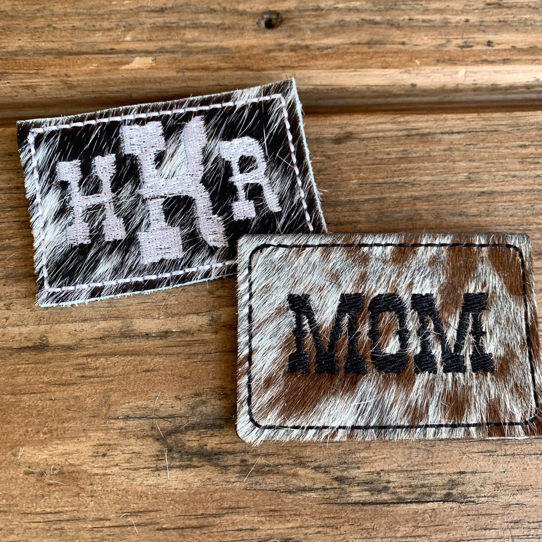 Custom Monogrammed Cowhide Name Patch: Iron on Embroidered Leather Cow ...