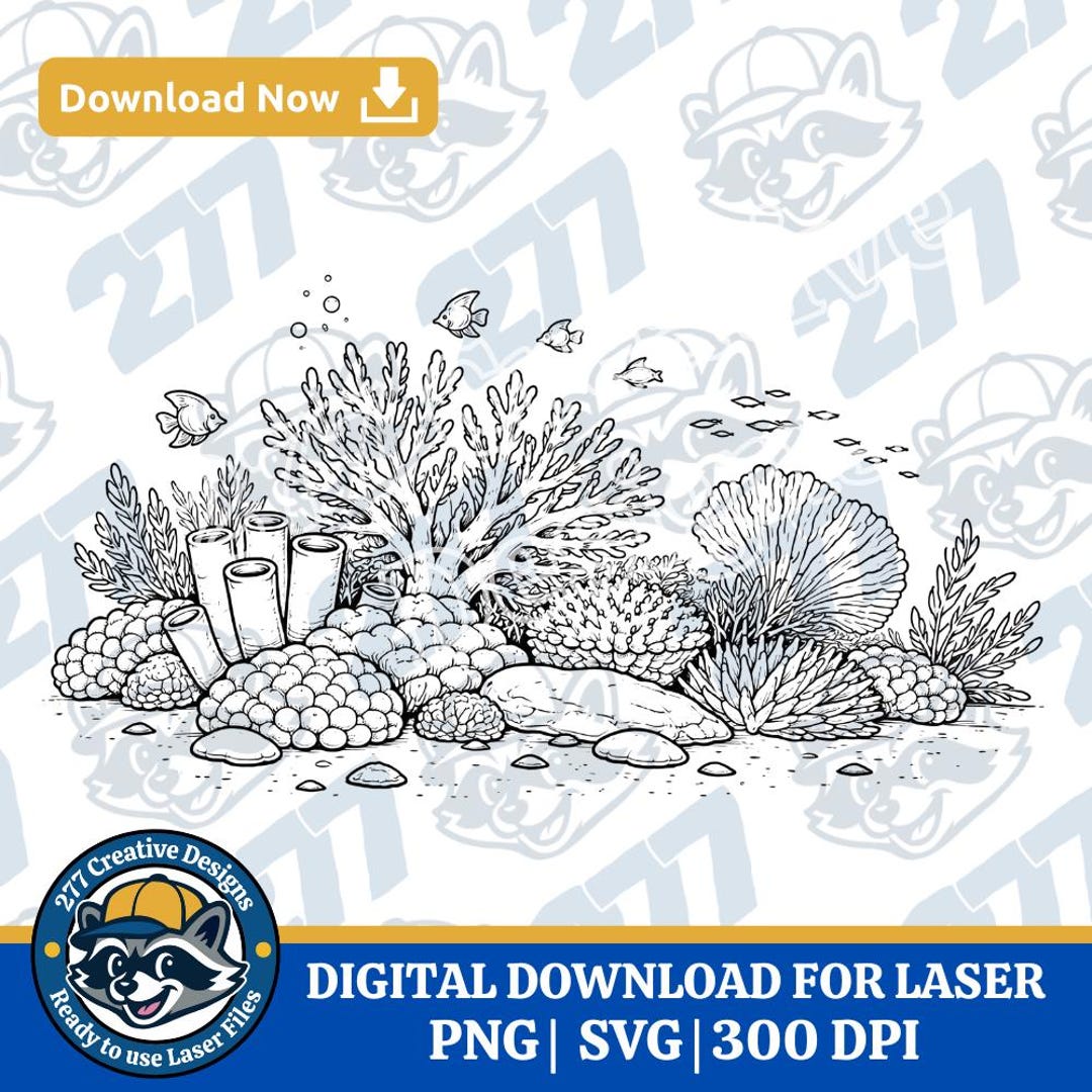 Underwater Coral & Shells Themed Diy Laser Engraving Design DIY Laser ...