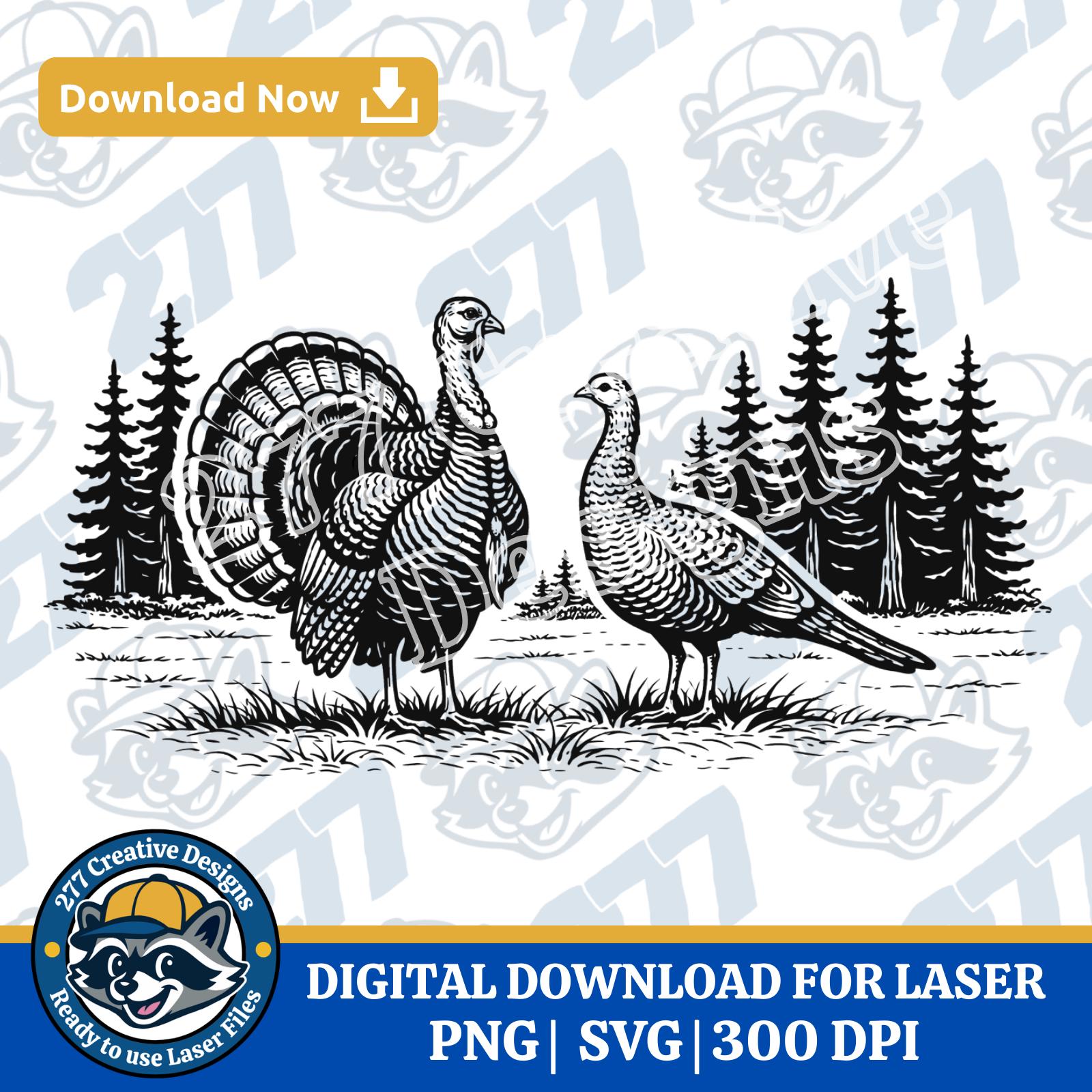 Wild Turkeys Themed Diy Laser Engraving Design DIY Laser PNG SVG Cut ...