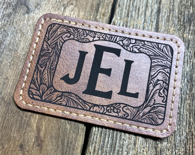 Personalized Leather Patch | Custom W/ Logo, Text Initials |rectangle ...