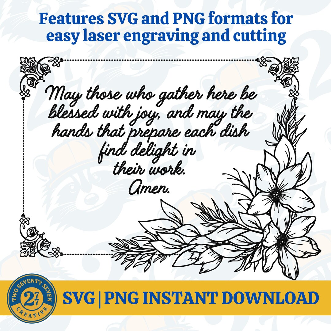 Kitchen Blessing Floral Frame SVG: Laser Engrave Cutting Board (digital ...