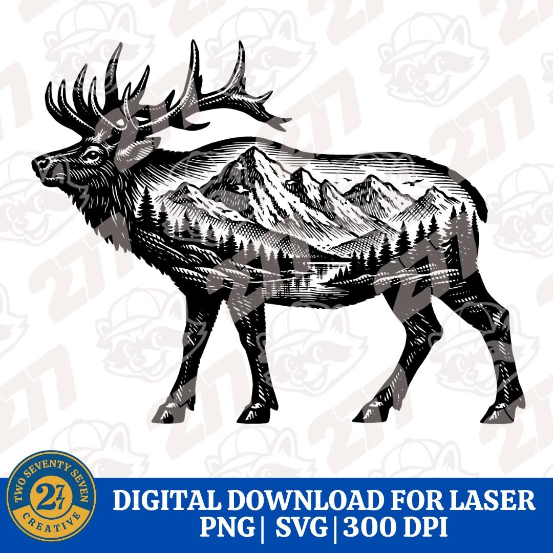 Elk Laser Engraving PNG and SVG Files (digital Files) - Etsy