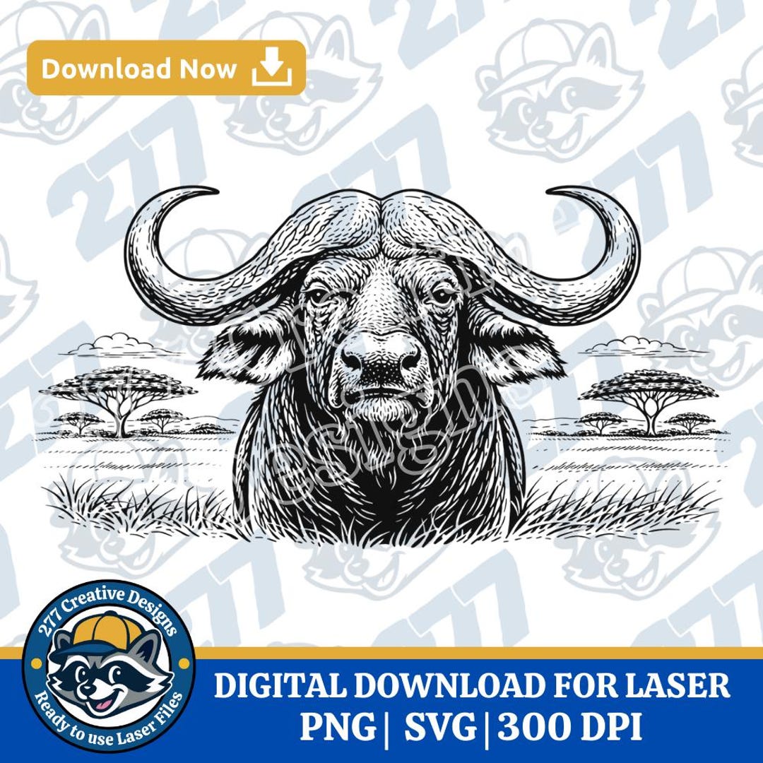 African Water Buffalo Themed Diy Laser Engraving Design DIY Laser PNG ...
