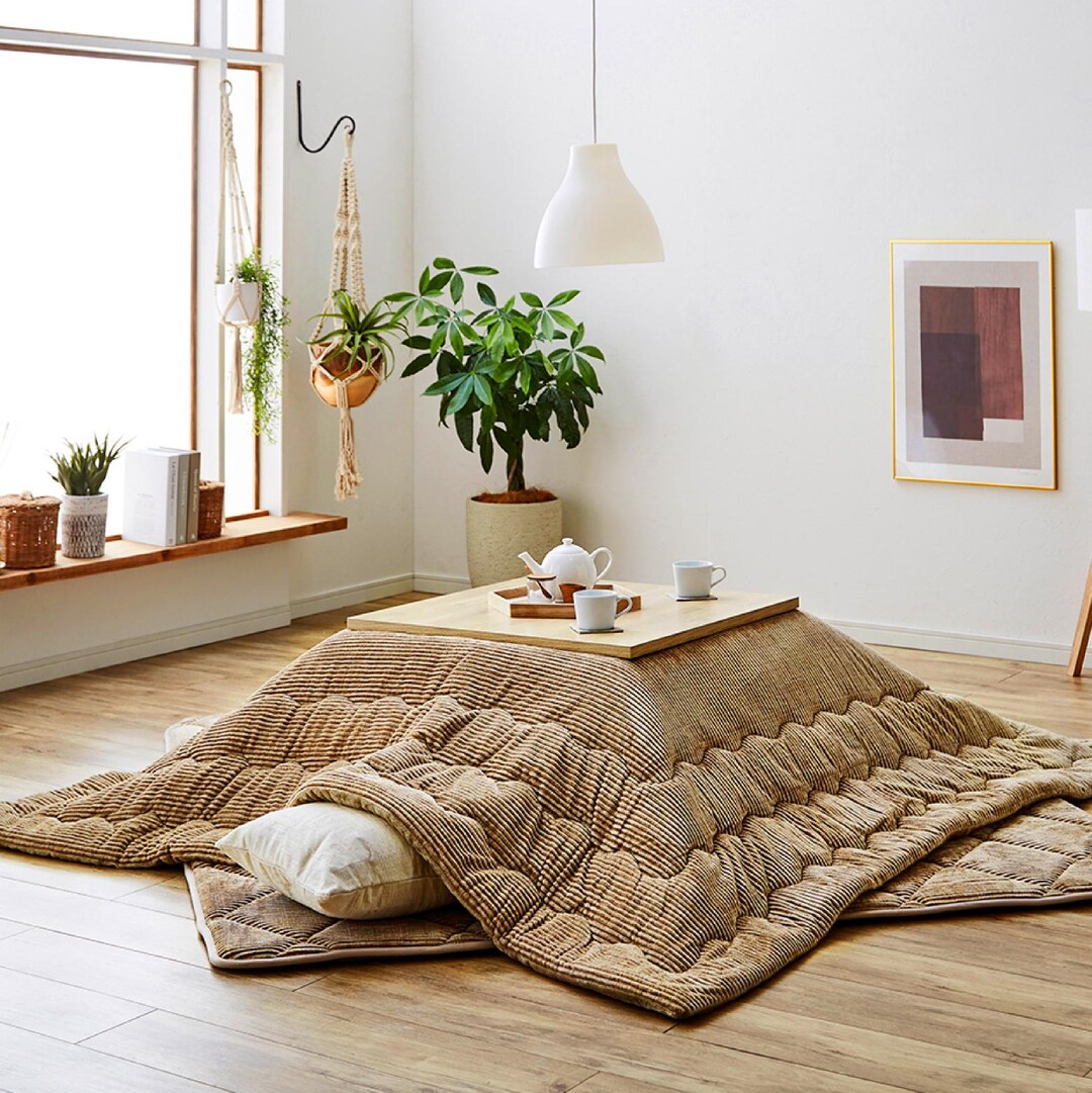 Kotatsu Futon Washable Japanese Comforter Fluffy Beige Cotton Flannel ...