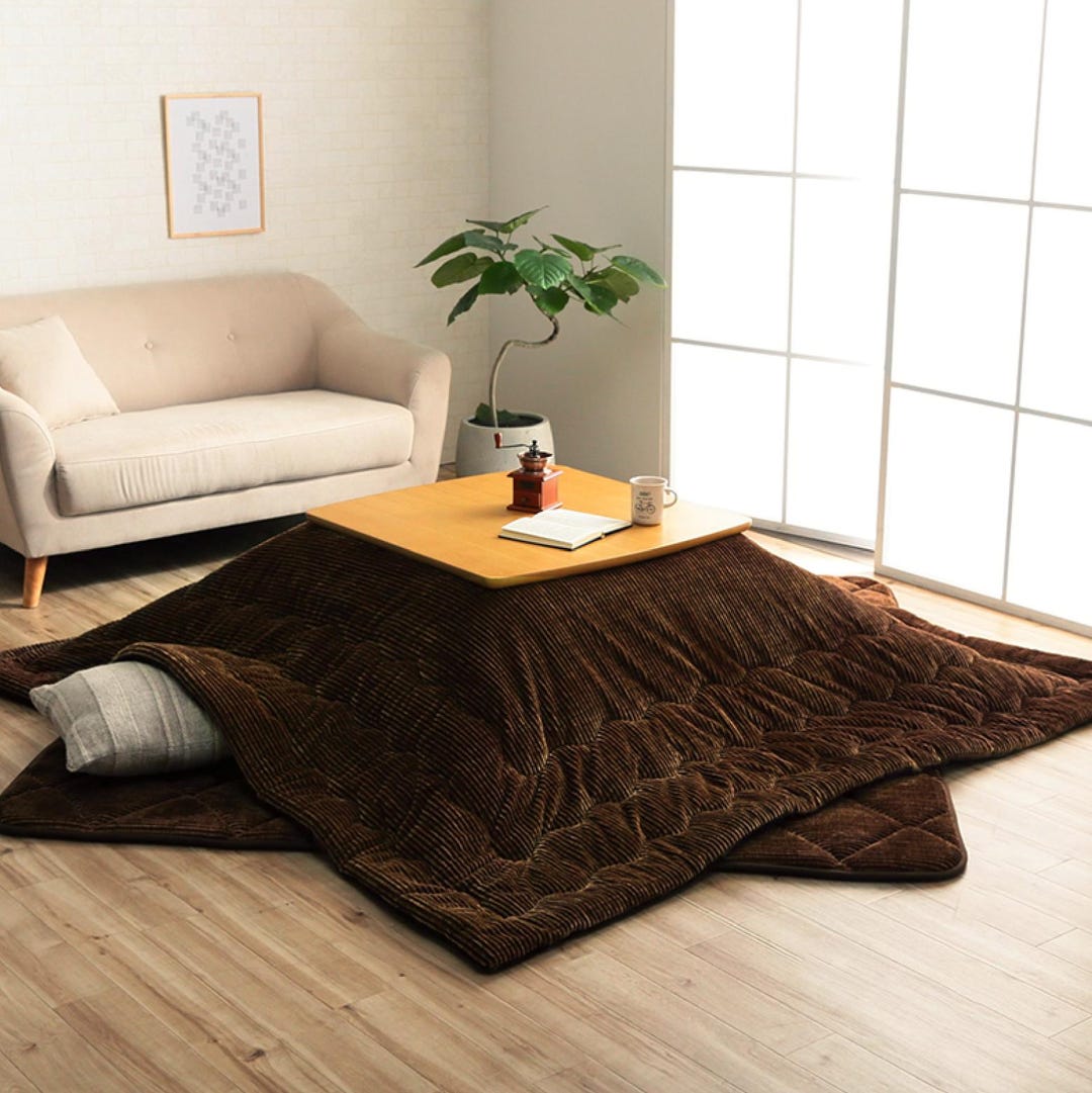 Kotatsu Futon Washable Japanese Comforter Fluffy Brown Cotton Flannel ...