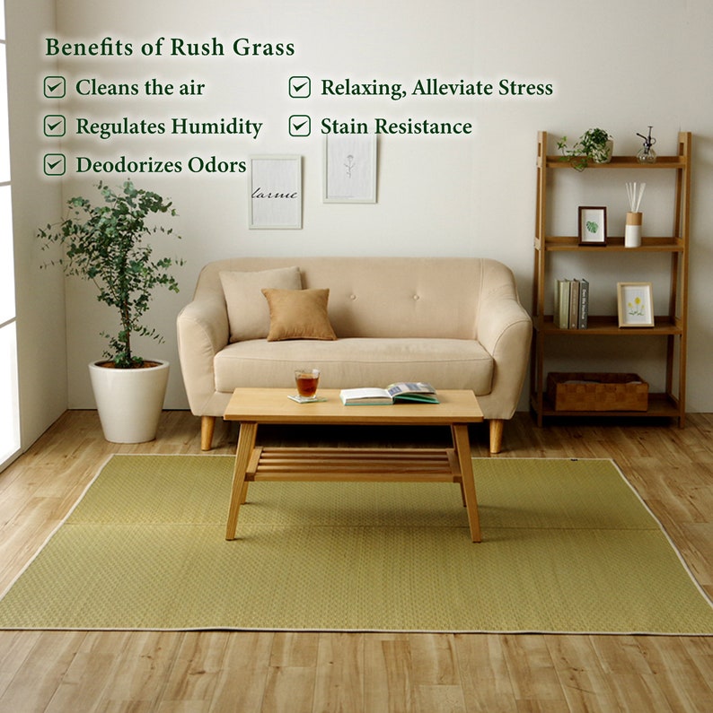 Tatami Mat Japanese Rush Grass, Reversible Non-slip Area Rug Goza Igusa ...