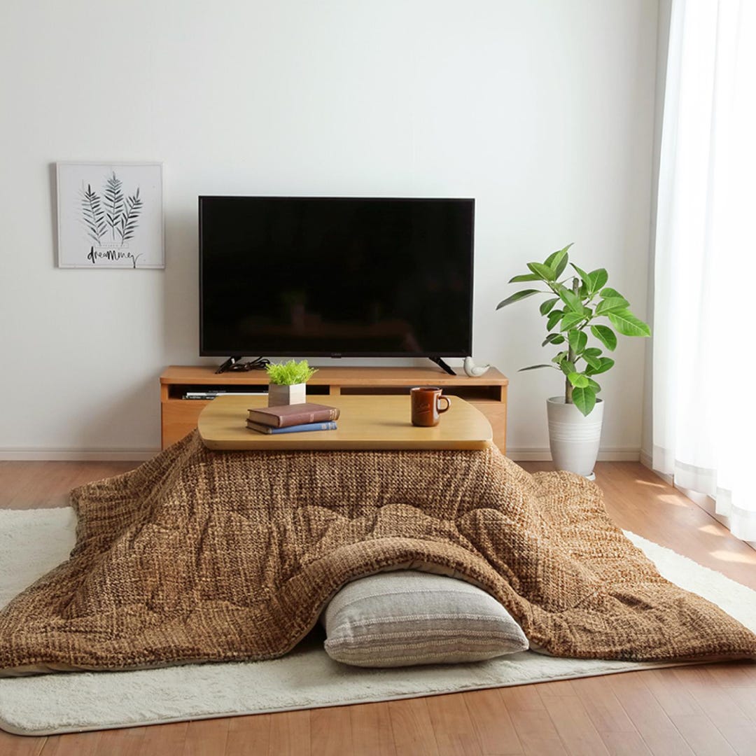 Kotatsu Futon Washable Japanese Comforter Fluffy Beige Cotton Flannel ...