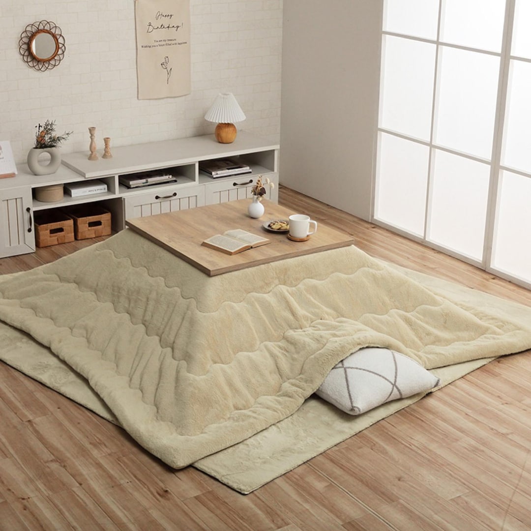 Kotatsu Futon Japanese Comforter Fluffy Beige Cotton Flannel Blanket ...