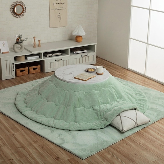Kotatsu Futon Japanese Comforter Fluffy Beige Cotton Flannel Blanket Table Round Oval Futon Craftsman Made in Japan 1484 Etsy