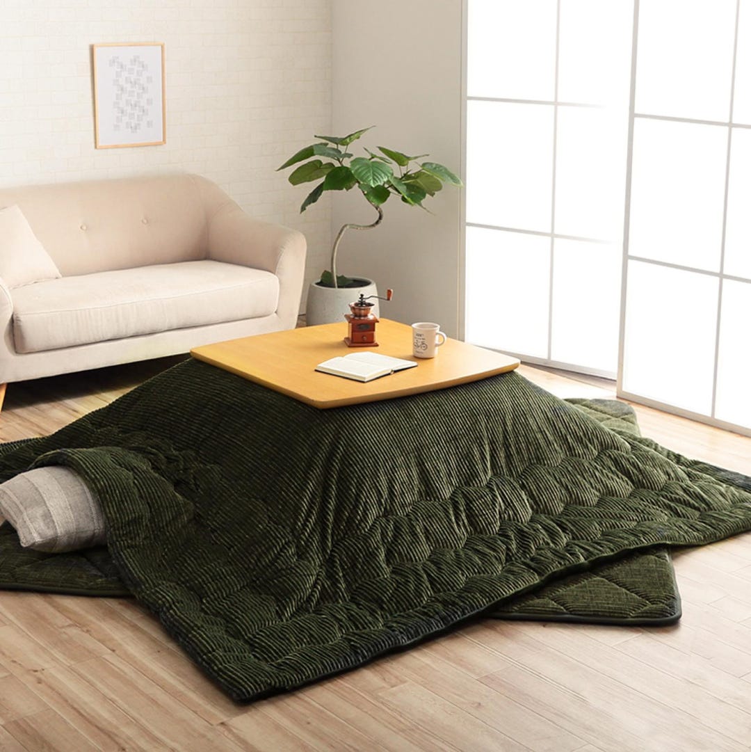 Kotatsu Futon Washable Japanese Comforter Fluffy Green Cotton Flannel ...