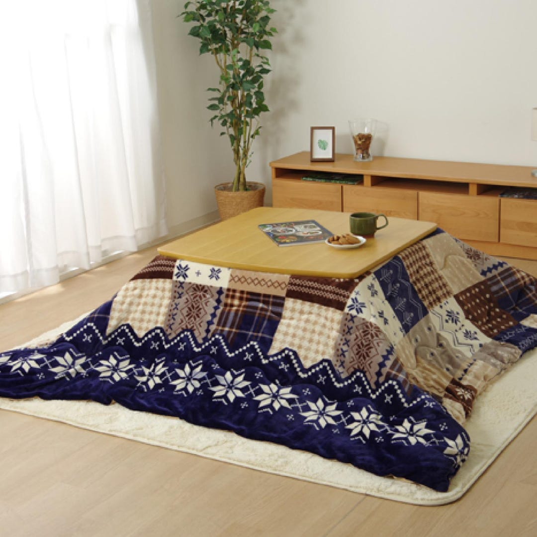 Kotatsu Futon Japanese Comforter Washable Fluffy Blue Cotton Flannel ...