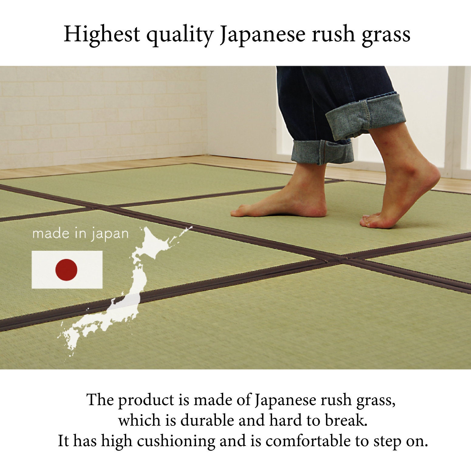 Unit Tatami Mat Japanese Rush Grass, Fluffy Area Rug Goza Igusa ...