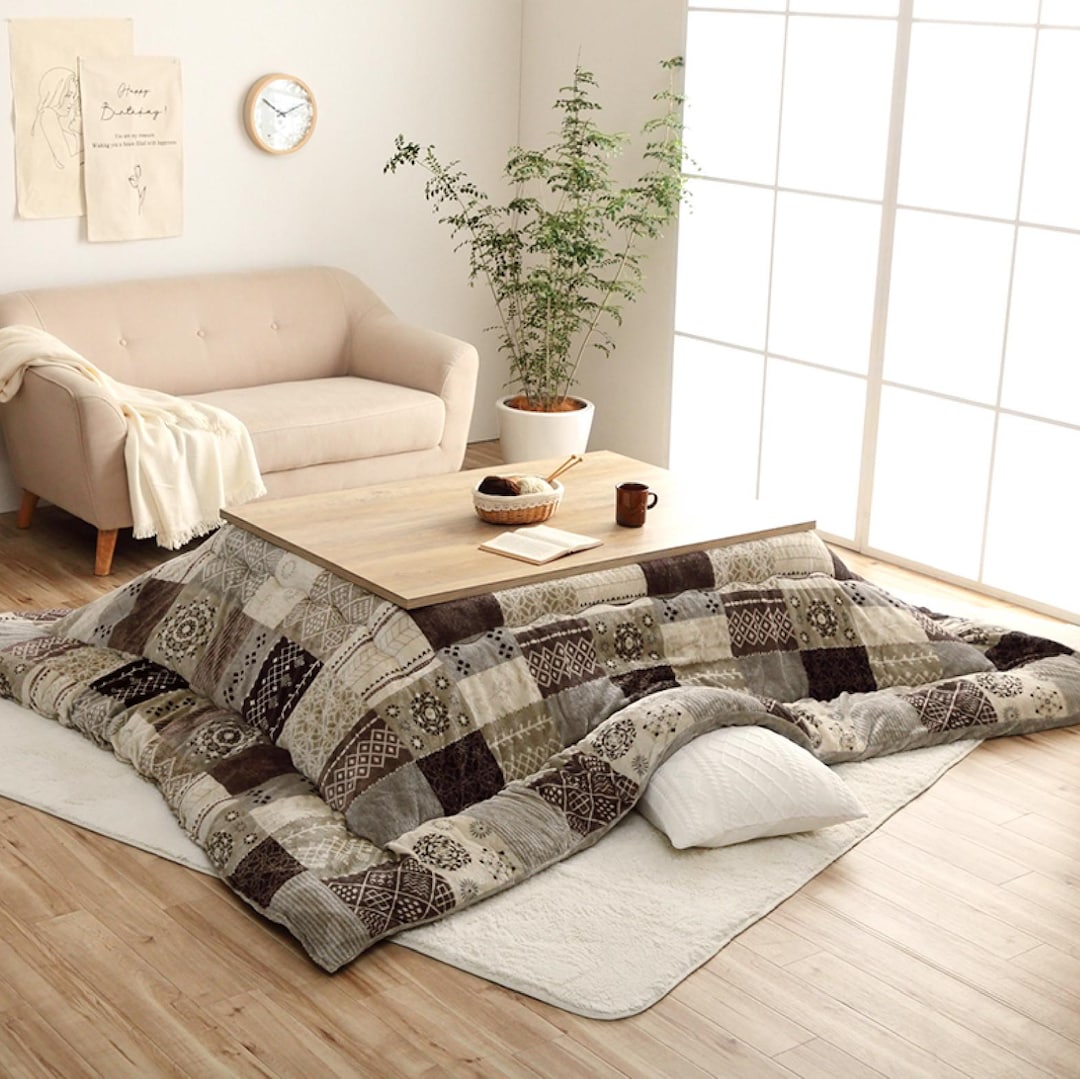 Kotatsu Futon Japanese Comforter Fluffy Brown Gray Premium Cotton ...