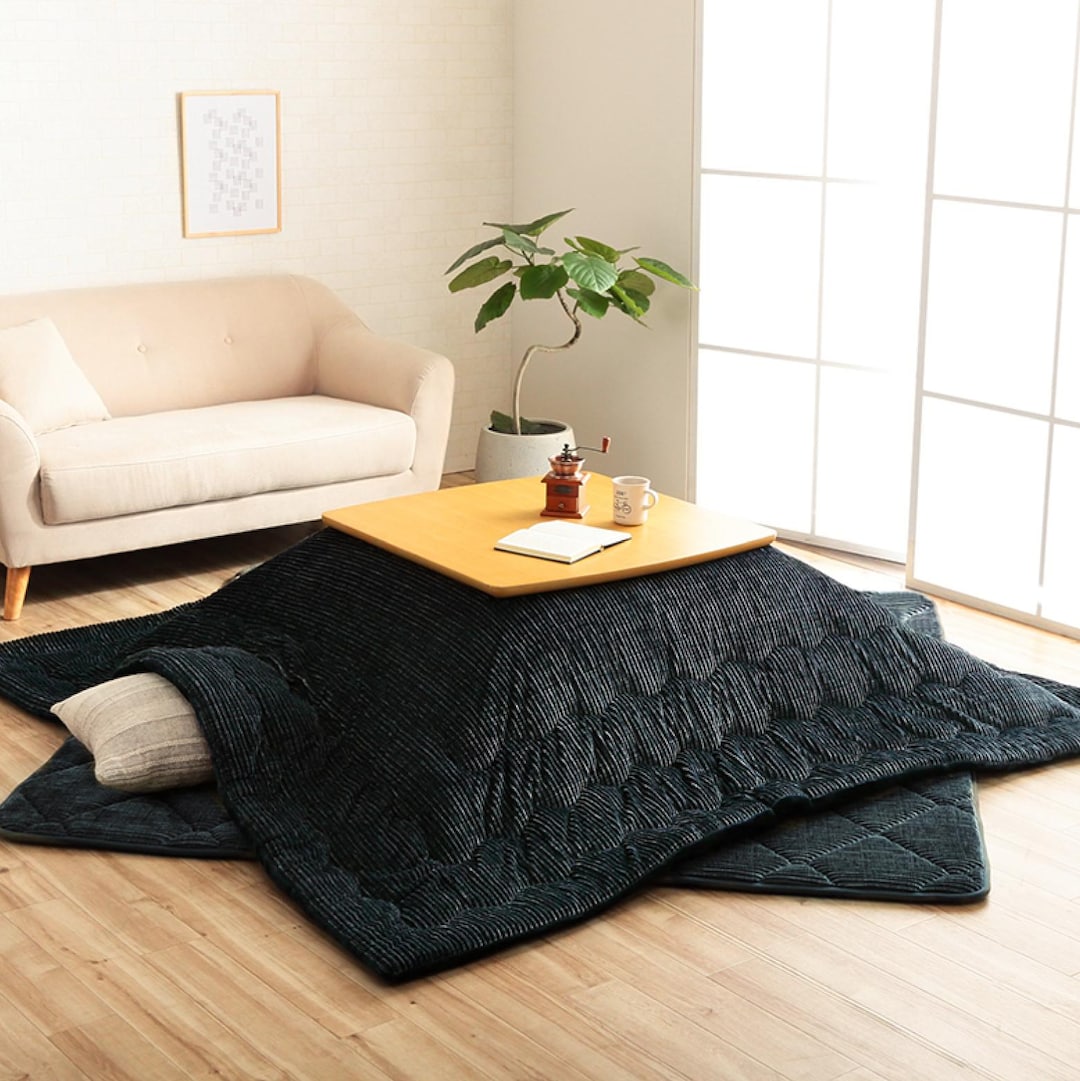 Kotatsu Futon Washable Japanese Comforter Fluffy Blue Cotton Flannel ...