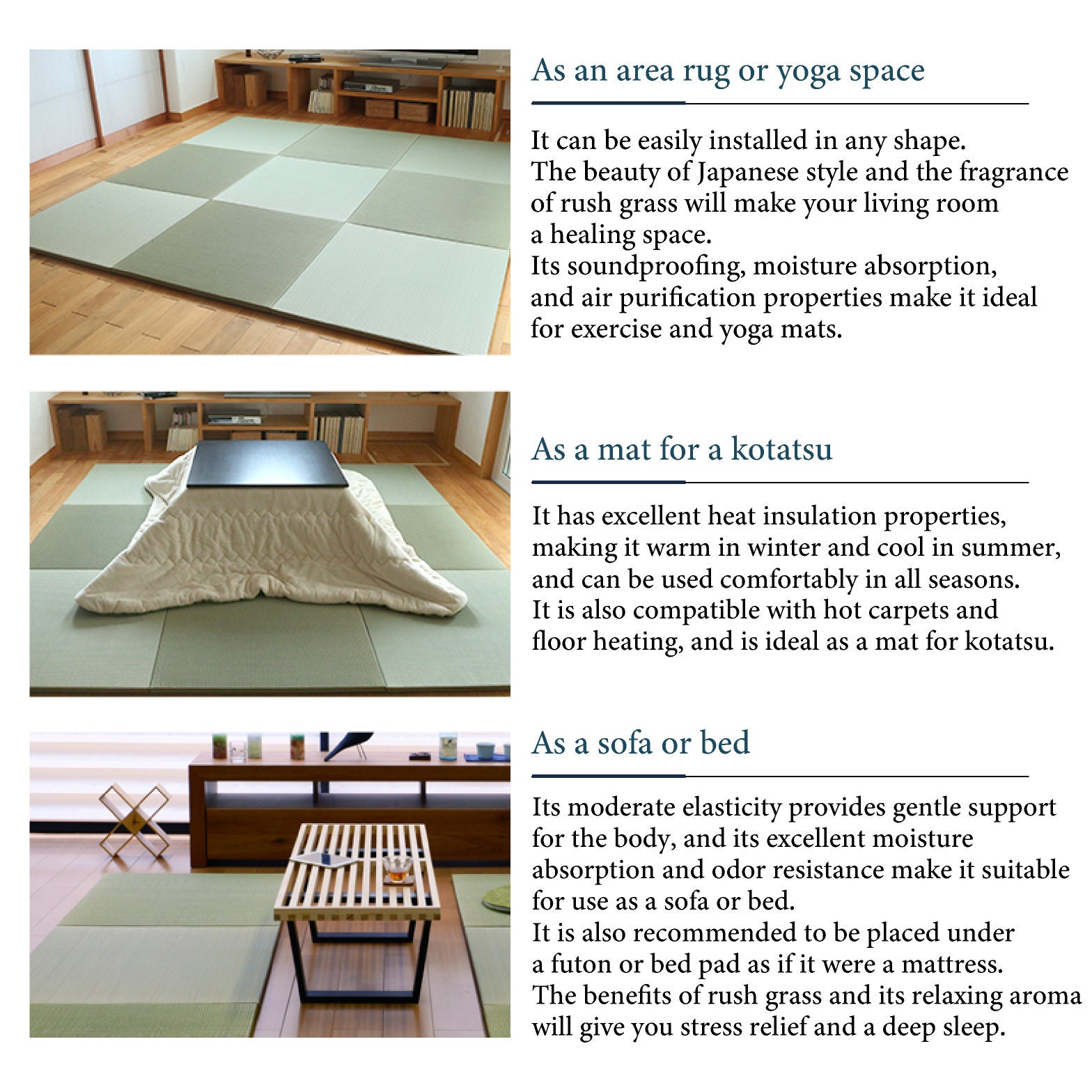 Tatami Mat 100% Japanese Rush Grass, Area Rug Goza Igusa, Traditional ...