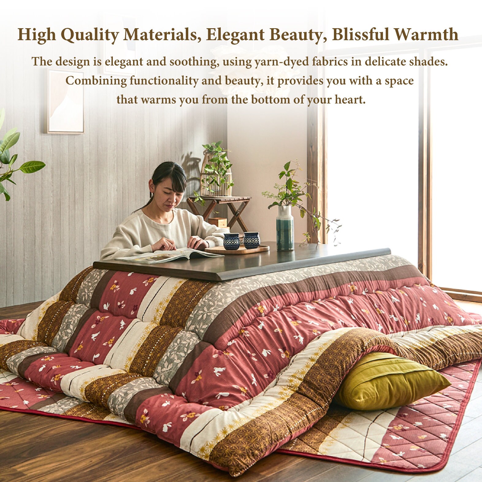 Kotatsu Futon & Mat Set Fluffy Premium Cotton Blanket Table Square ...
