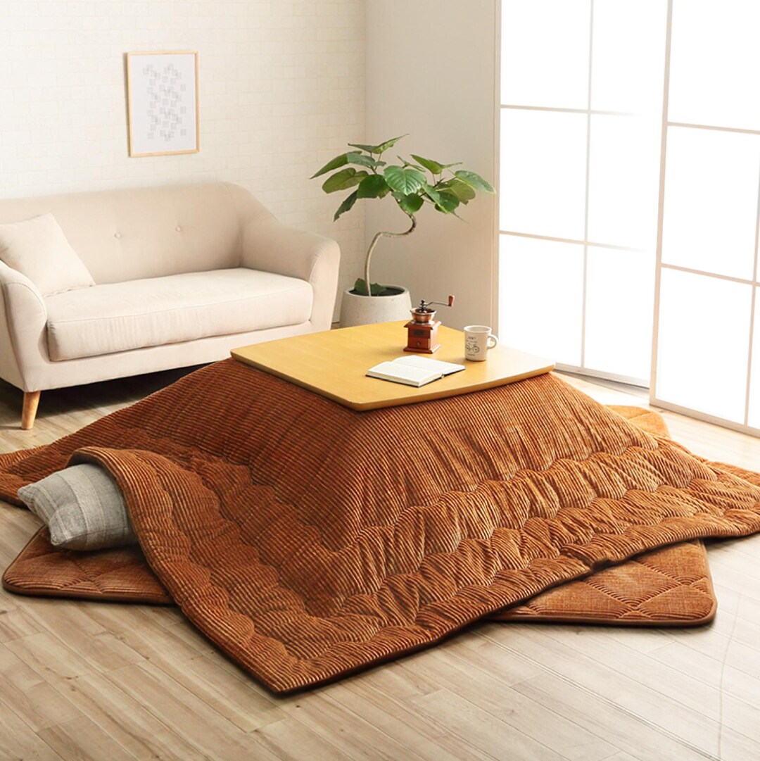 Kotatsu Futon Washable Japanese Comforter Fluffy Orange Cotton Flannel ...