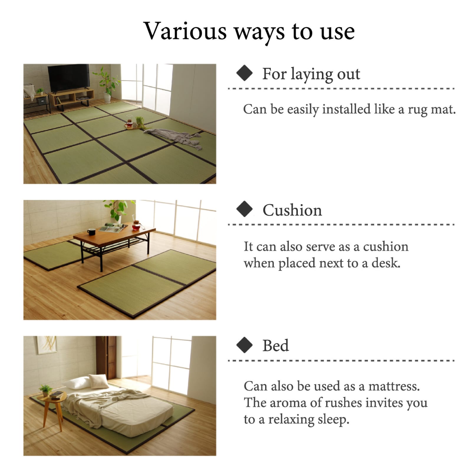 Unit Tatami Mat Japanese Rush Grass, Fluffy Area Rug Goza Igusa ...