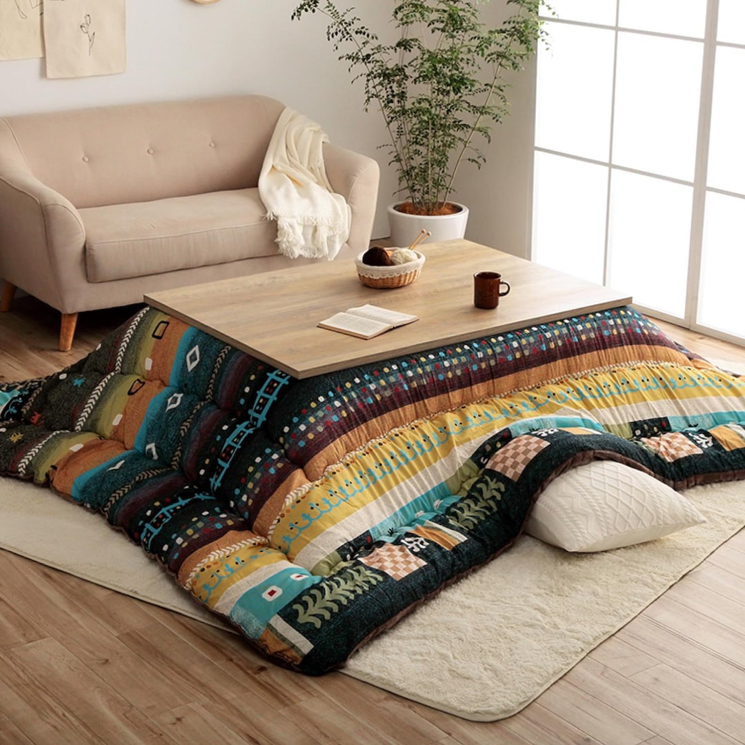 Kotatsu Futon Japanese Comforter Fluffy Blue Premium Cotton Flannel ...