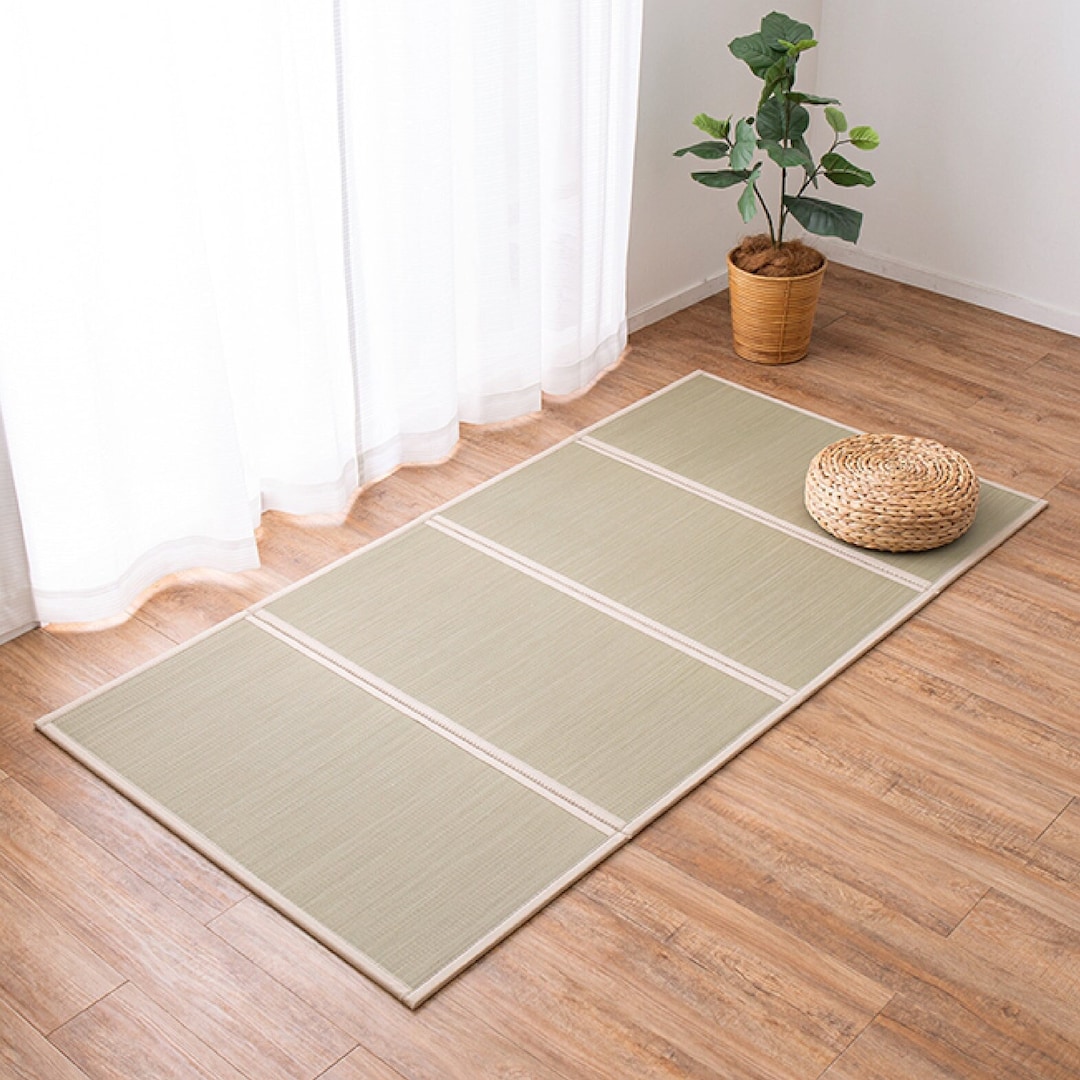 Tatami Mat 100% Japanese Rush Grass, 100×200cm Foldable Nap Mat Beige ...