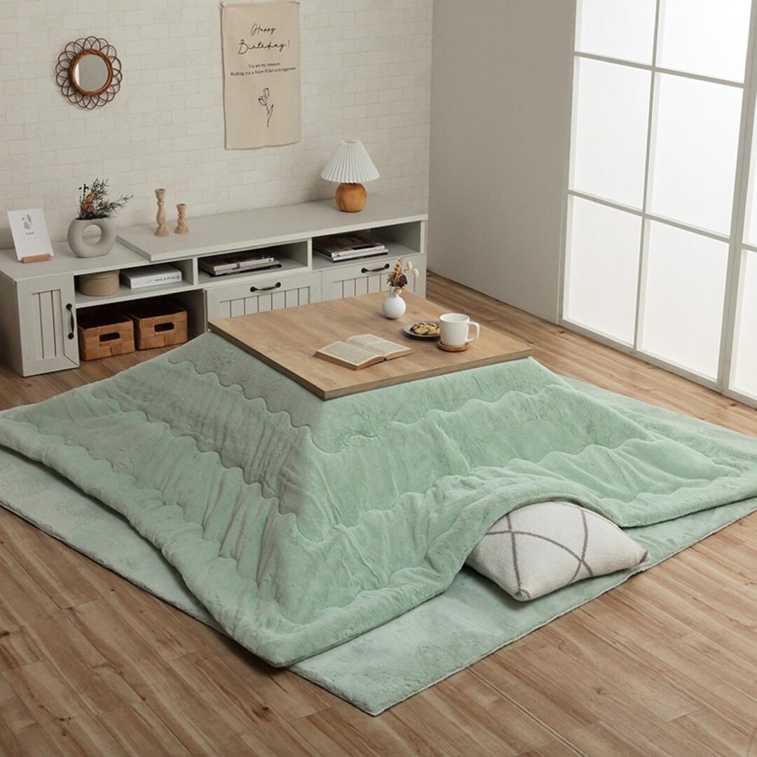 Kotatsu Futon Japanese Comforter Fluffy Green Cotton Flannel Blanket ...
