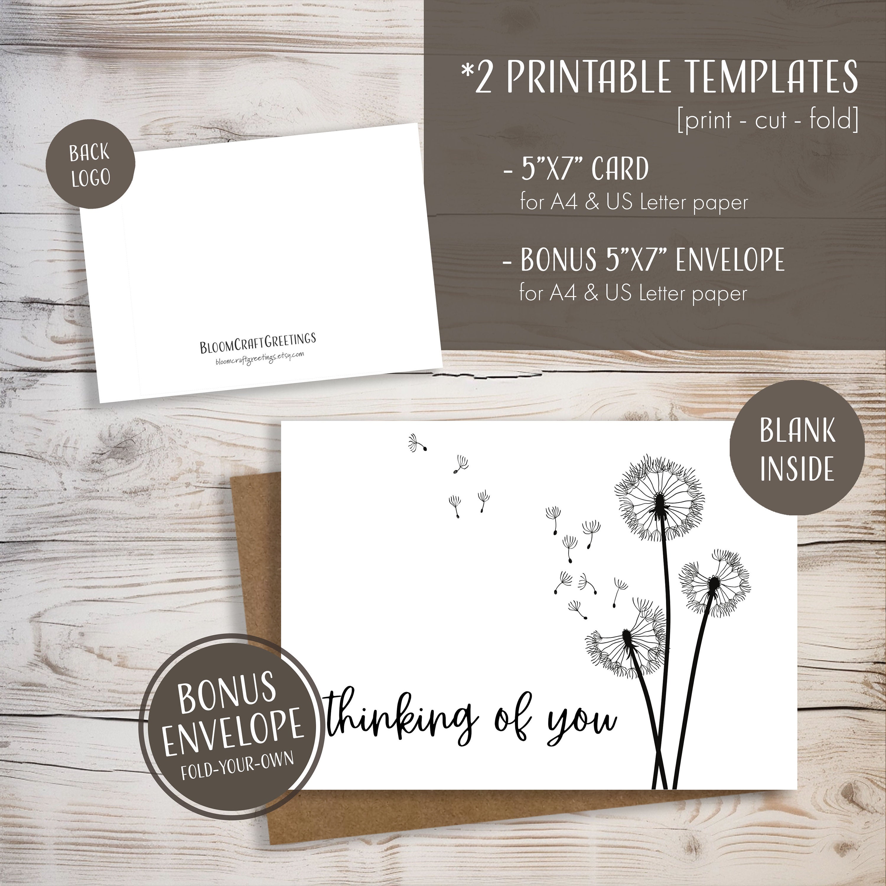 Well Wishes Greeting Card W/ Envelope, Printable Template, Instant ...
