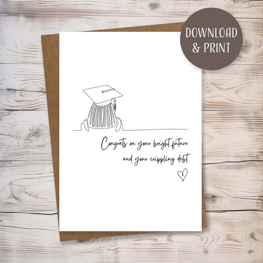 Funny Graduation Greeting Card W/ Envelope, Printable Template, Instant ...