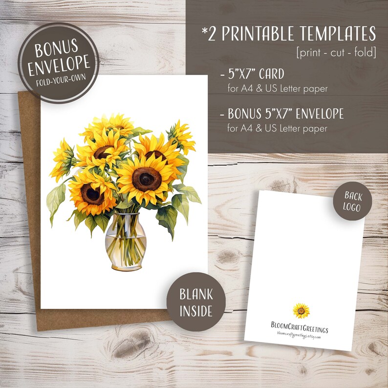 Greeting Card W/ Envelope, Printable Template, Instant Download, JPEG ...