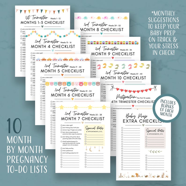 Monthly Pregnancy Checklist | Printable to Do List | Digital Download ...