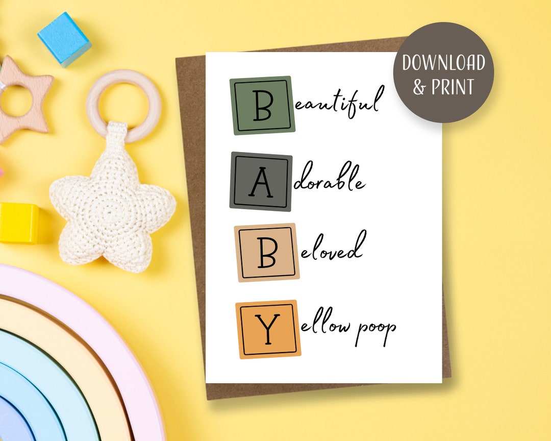 Funny Baby Greeting Card, Printable Template, Instant Download, JPEG ...