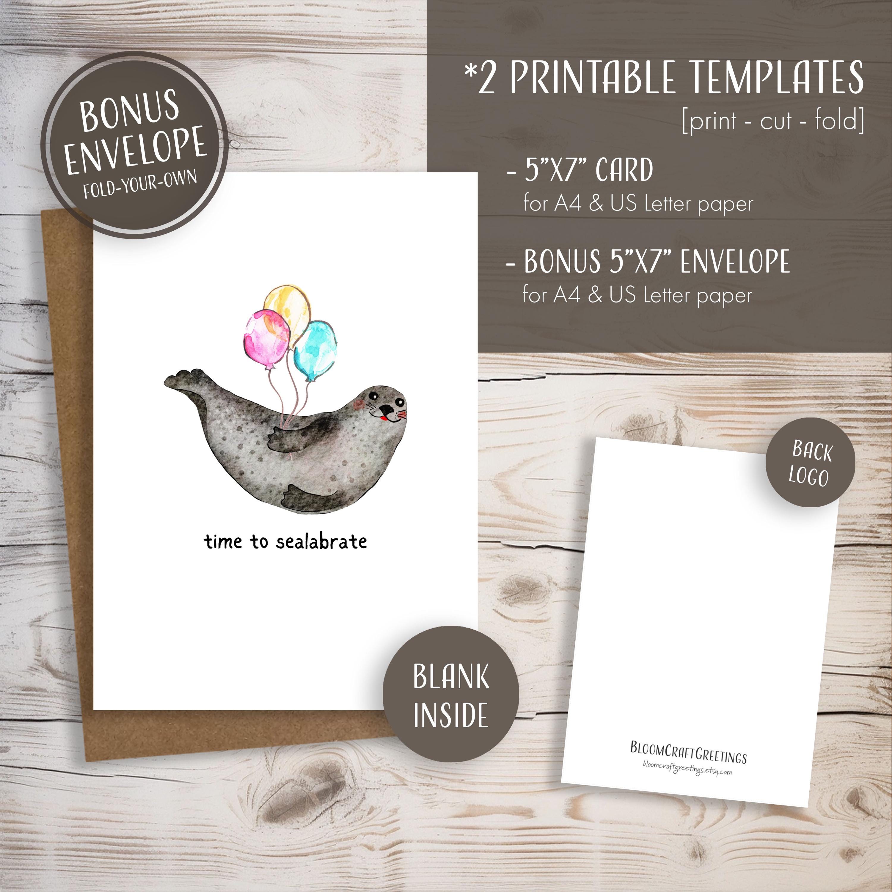 Funny Birthday Greeting Card W/ Envelope, Printable Template, Instant ...