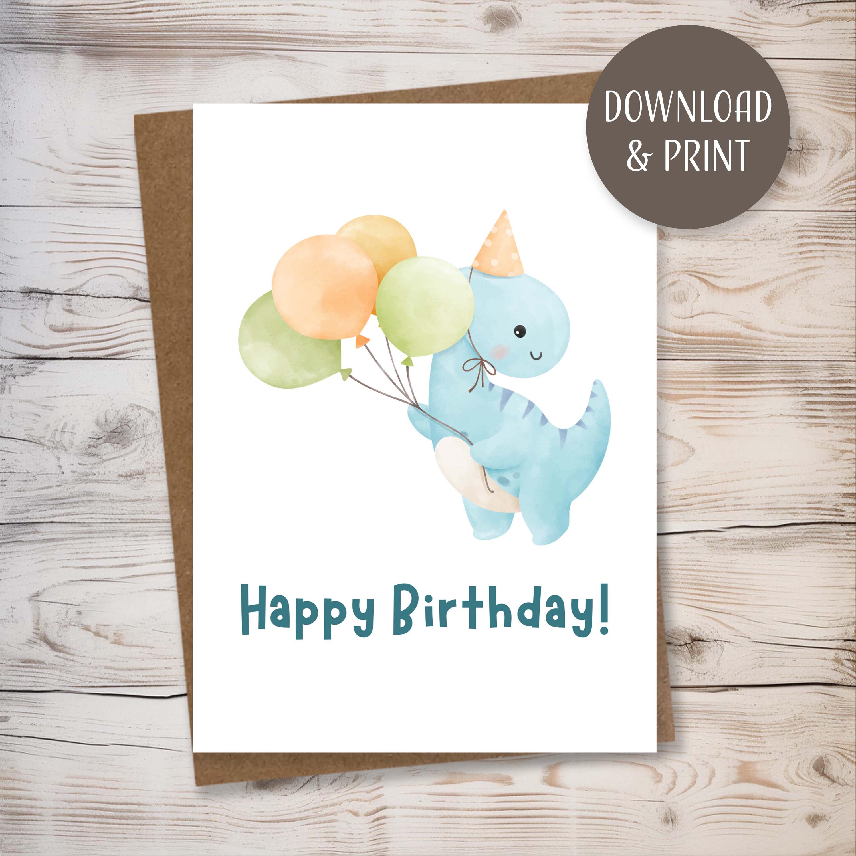 Kid Birthday Greeting Card W/ Envelope, Printable Template, Instant ...