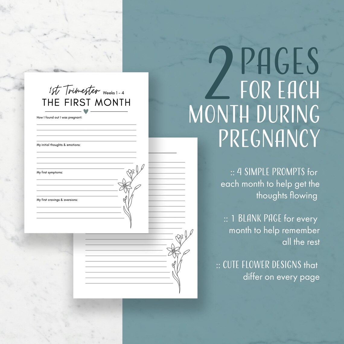 Pregnancy Journal | Printable Digital Download | 10 Months | the Birth ...