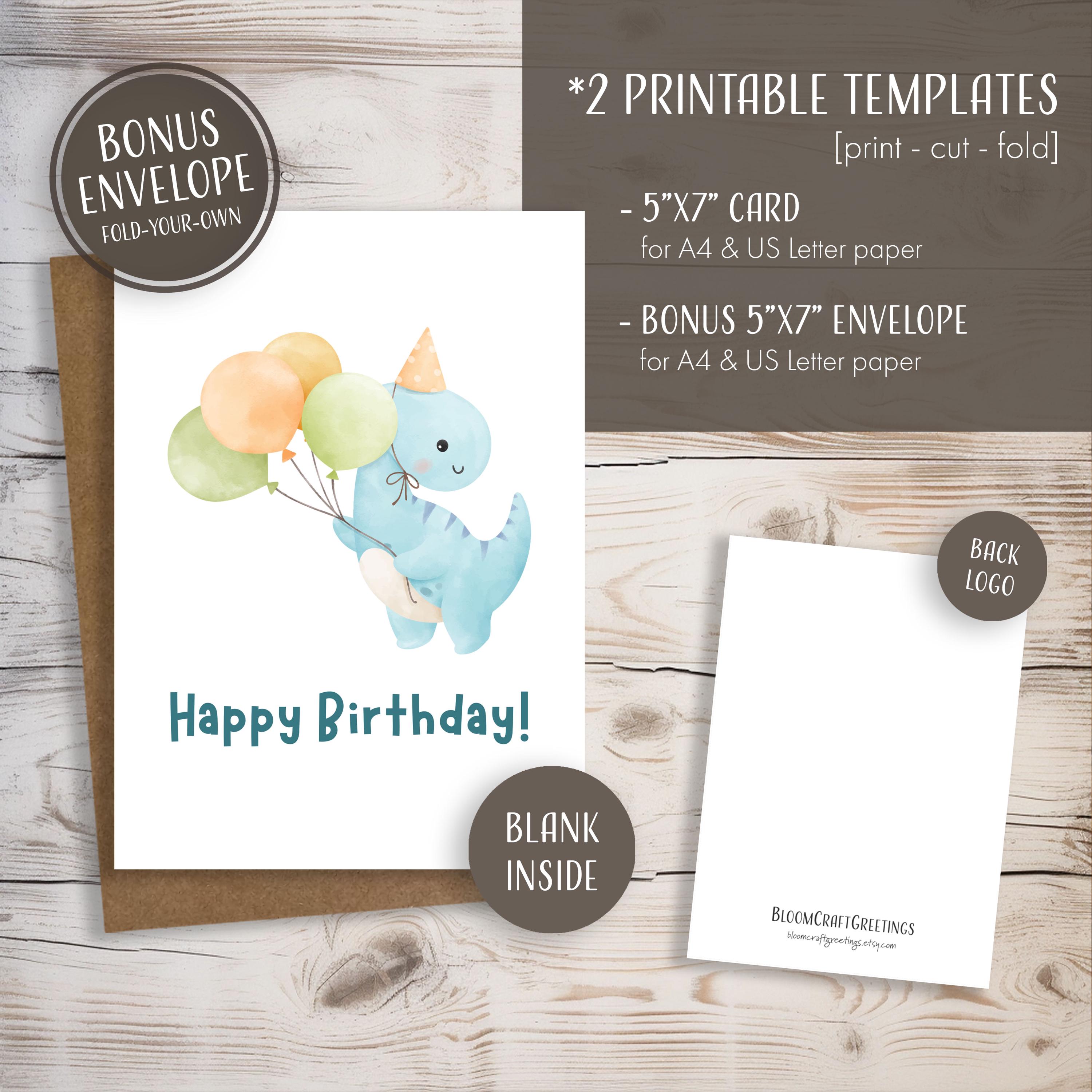 Kid Birthday Greeting Card W/ Envelope, Printable Template, Instant ...