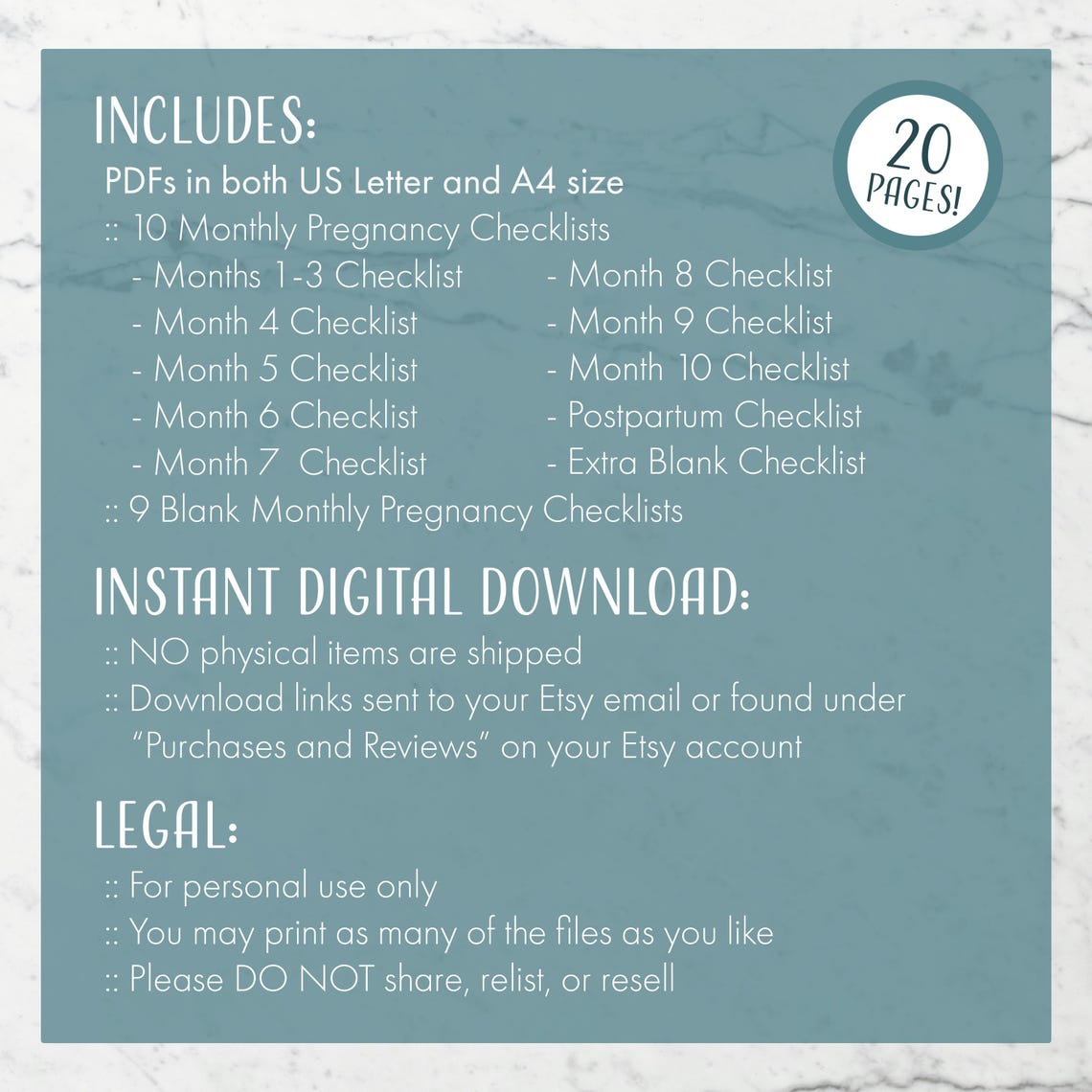 Monthly Pregnancy Checklist | Printable to Do List | Digital Download ...