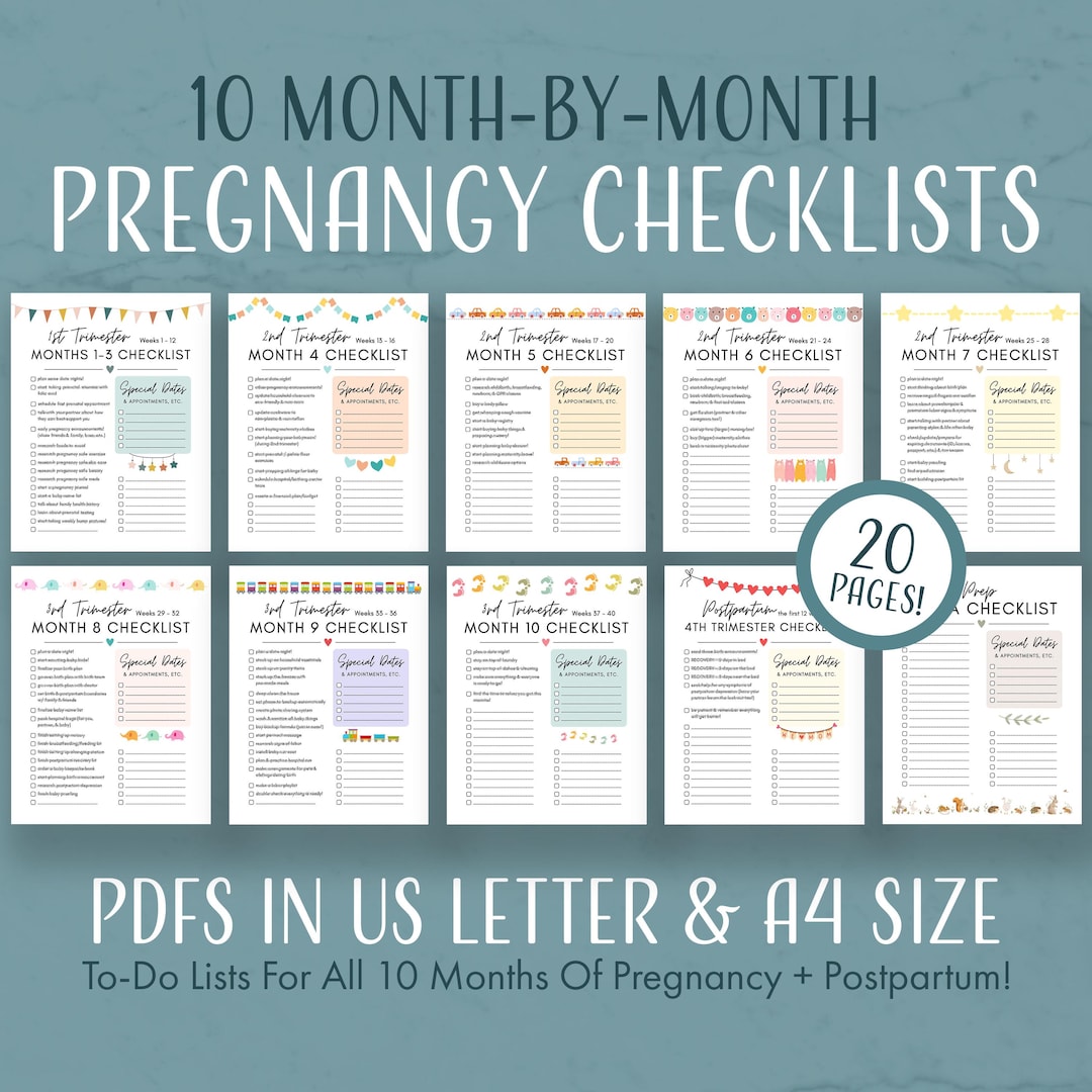 Monthly Pregnancy Checklist | Printable to Do List | Digital Download ...