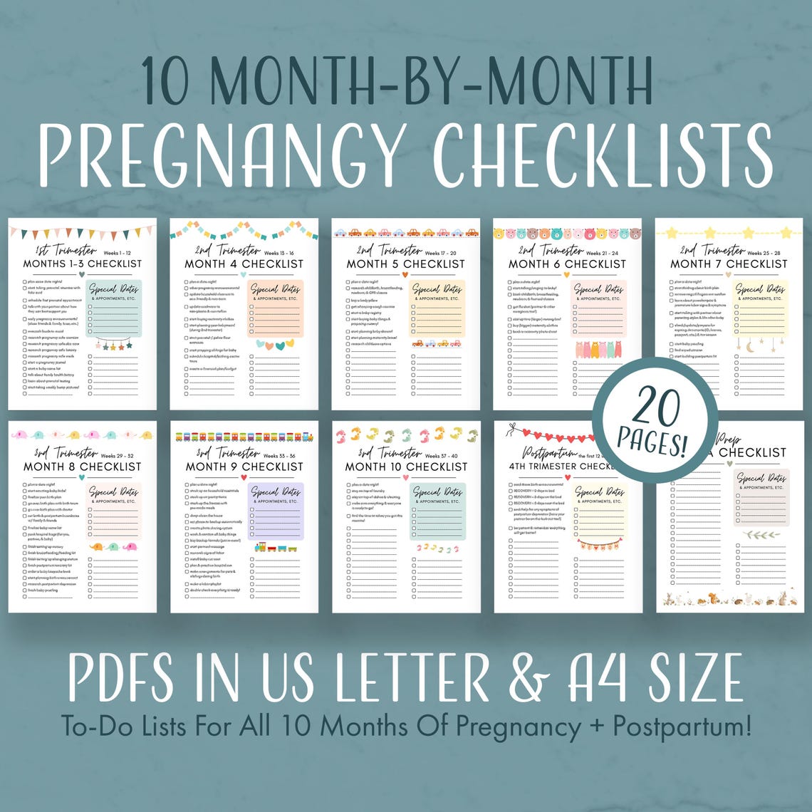 Monthly Pregnancy Checklist | Printable to Do List | Digital Download ...