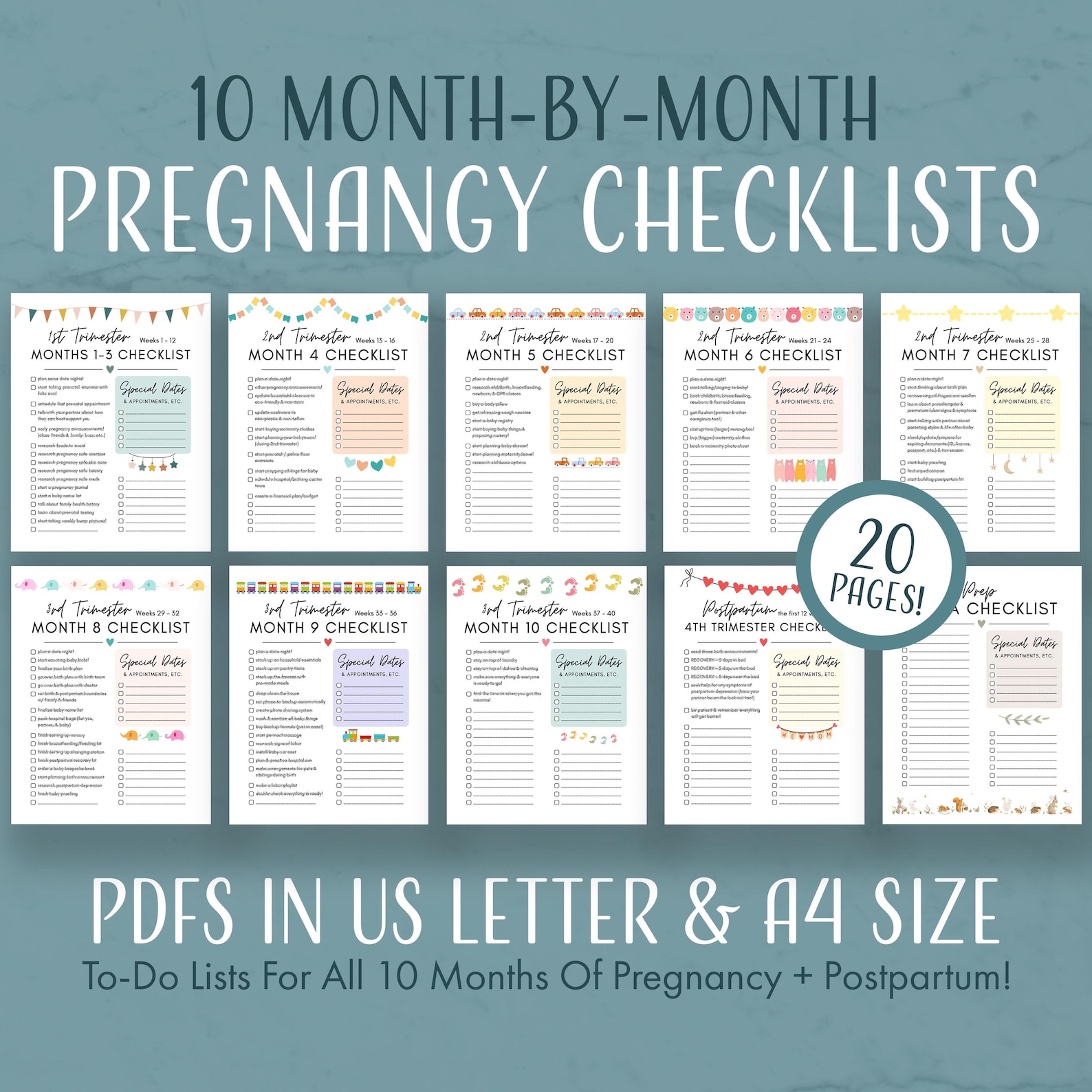 Monthly Pregnancy Checklist | Printable to Do List | Digital Download ...