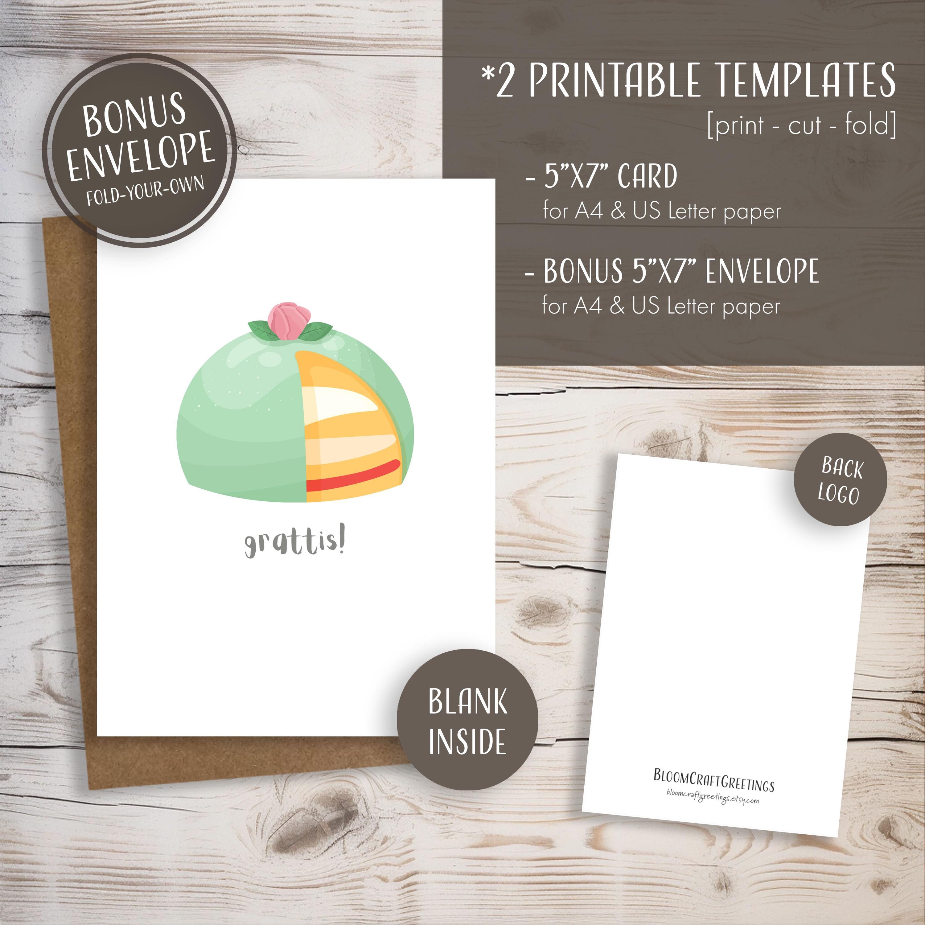 SVENSKA Birthday Greeting Card W/ Envelope, Printable Template, Instant ...