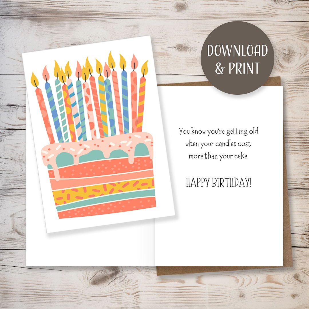 Funny Birthday Card With Inside Message, Printable Template, Instant ...