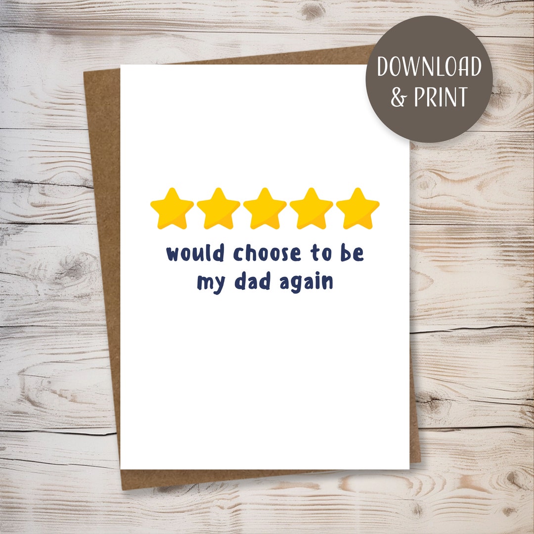 Dad Greeting Card W/ Envelope, Printable Template, Instant Download ...